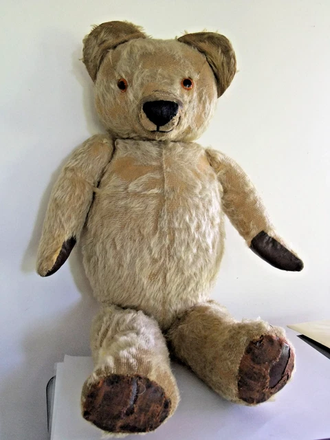 ANTIQUE VINTAGE WOOD Stuffed Mohair Jointed Teddy Bear - With Musical ...