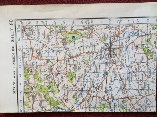 WW2 1942 WARTIME British Military Map Kington, Hereford Army & Home ...