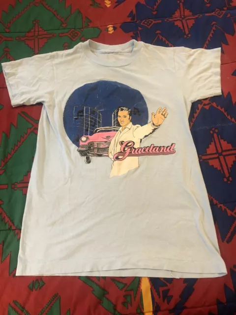Vintage 70s Elvis Presley Graceland Pink Cadillac T Shirt Size S Single