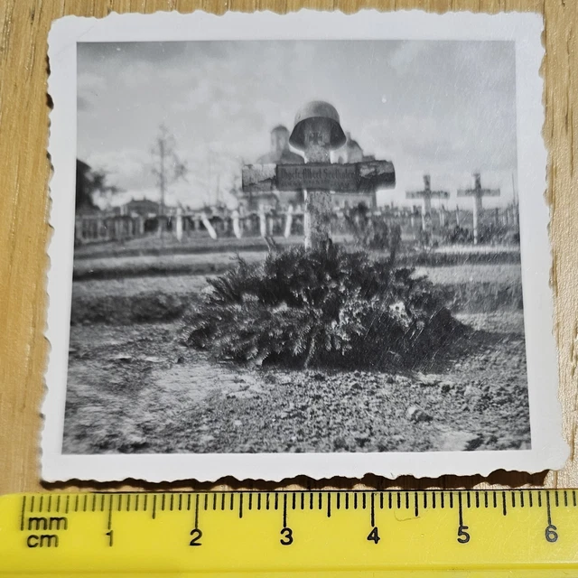 ORIGINAL WWII PHOTOGRAPH Wehrmacht Cemetery Graves Russian Church ...