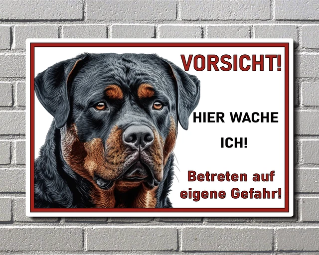 SCHILD ACHTUNG HUND Rottweiler Hundeschild Warnschild Vorsicht Hier ...
