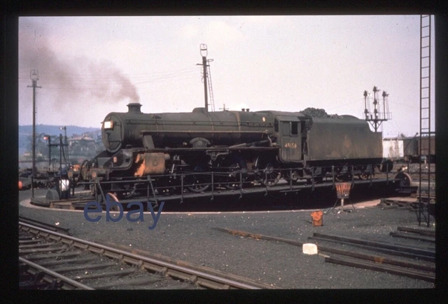 35MM SLIDE - ex LMS 5MT - 45156 on turntable at Carnforth shed - 4.62 ...