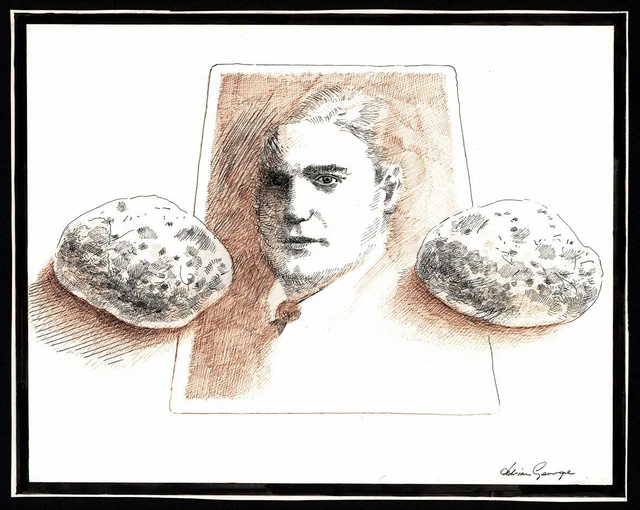 ADRIAN GEORGE (B.1944) Pen & Ink Drawing STILL LIFE PHOTOGRAPH OF A ...