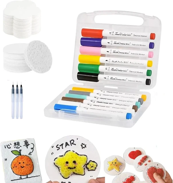 MAGIC PUFFY PAINT 3D Drawing Foam Texture Paper Acrylic Markers Brush ...