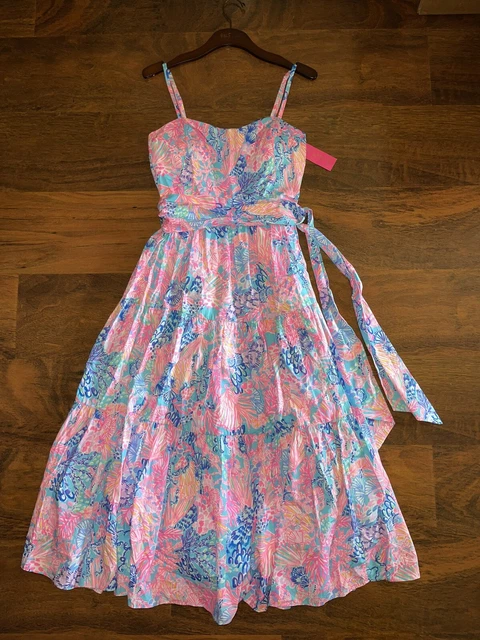 LILLY PULITZER 14 Splendor In The Sand EDITH MIDI DRESS Tiered Fit ...