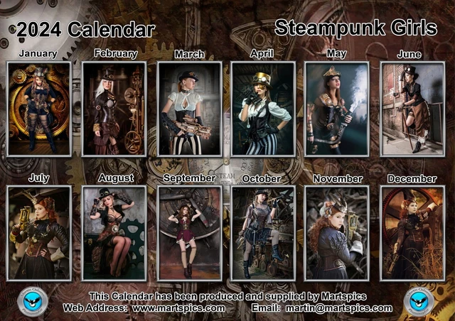 STEAMPUNK GIRLS CALENDAR 2024 Twelve Month Yearly Calendar Real Girls ...