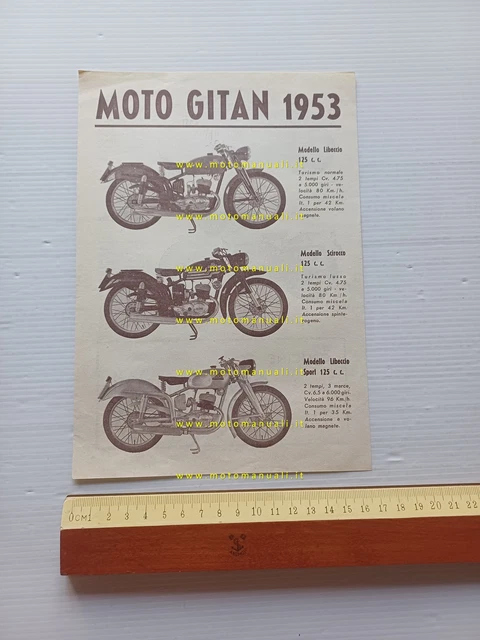 GITAN PRODUZIONE MOTO modelli 1955 depliant italiano originale EUR 20 ...