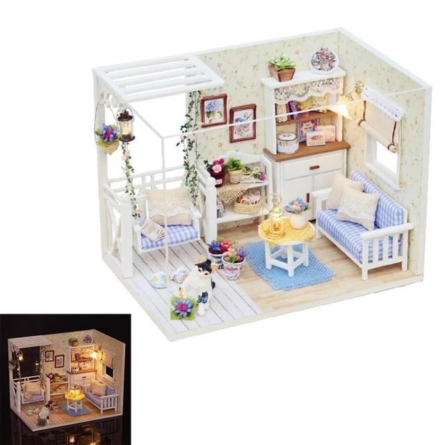 DIY SMALL HOUSE Little Cat Diary Handmade House Building Model Toy K8Q2 ...