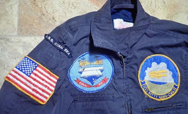 AUTHENTIC US NAVY Vietnam War Deck Utility Jacket w/ Aircraft Carrier ...