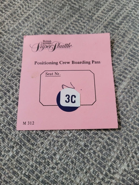 VINTAGE BRITISH AIRWAYS Super Shuttle crew passenger boarding pass ...