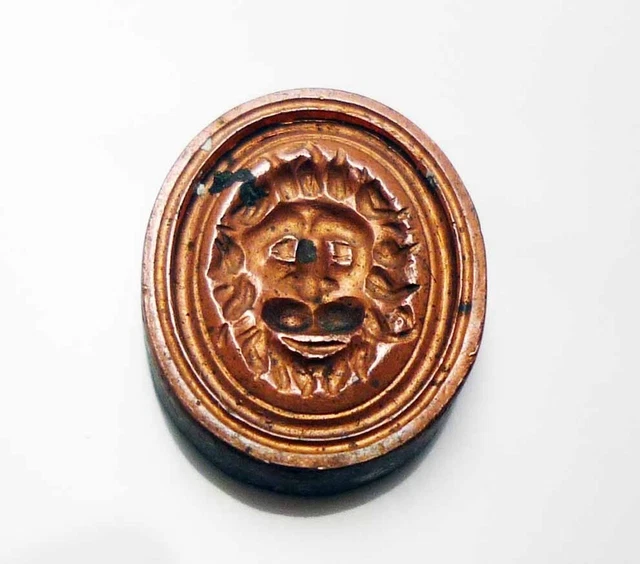 ANTIQUE/VINTAGE COPPER PLATED Lead Intaglio Seal Of An Animals Head. £ ...