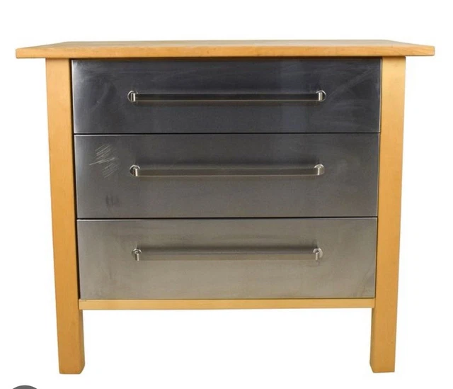 IKEA VARDE FREESTANDING 3 Drawer Kitchen Unit Island Stainless Steel ...