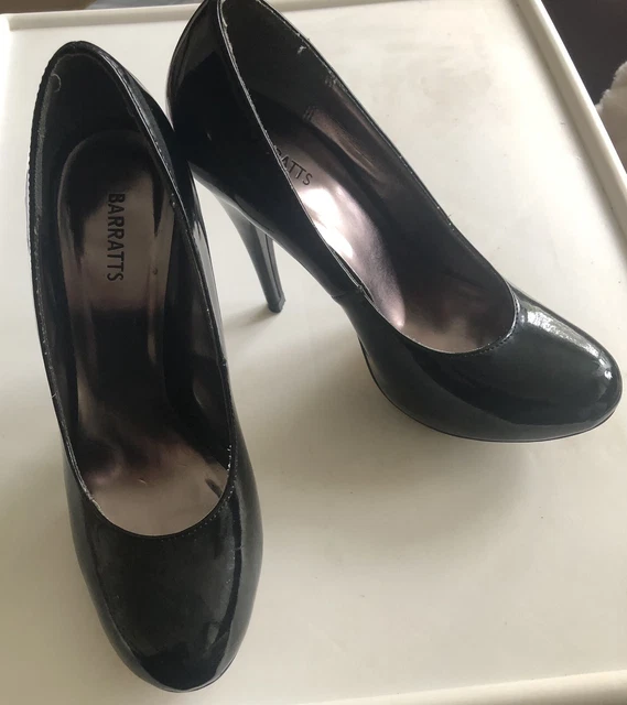 LADIES BARRETT’S PATENT Black High Heeled Court Shoes Size 5 £14.98 ...