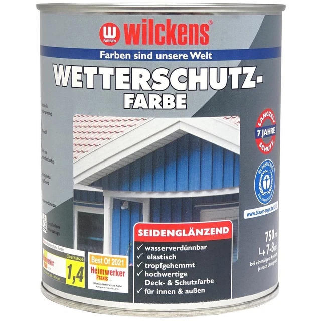WILCKENS WETTERSCHUTZFARBE SEIDENGLÄNZEND, Reinweiß (RAL 9010), 750 ml ...