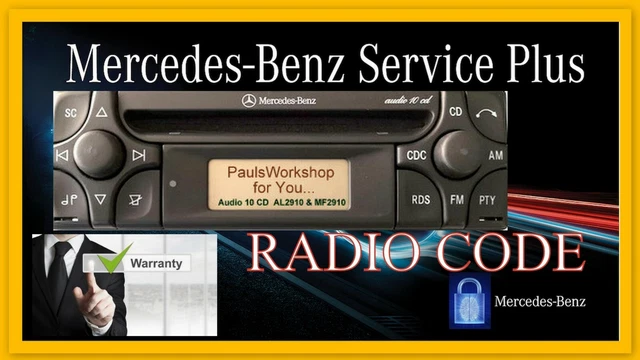RADIO CODE MERCEDES Benz Audio 10 CD MF2910 AL2910 AL/MF2199 Becker ...