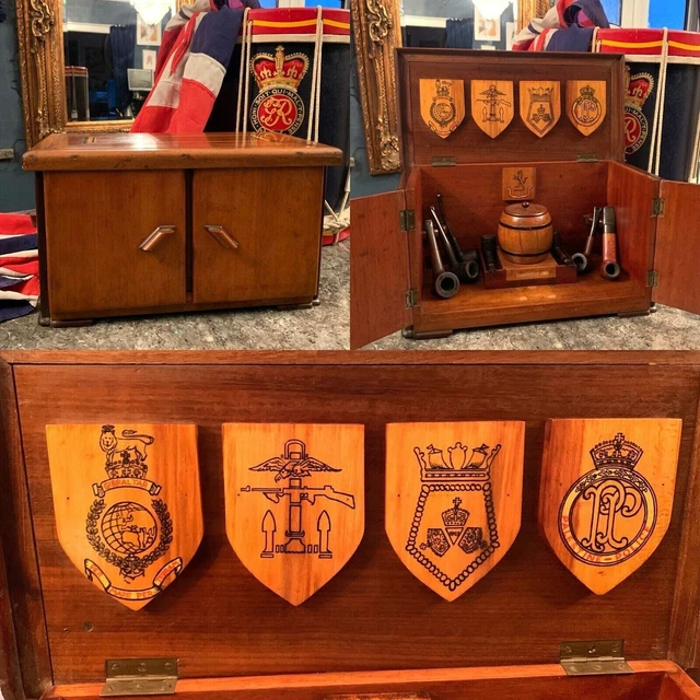 MILITARY 1930-40’S HOME made Multi-wood Pipe Smokers Cabinet, Pipes ...