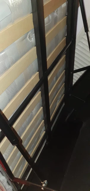 OTTOMAN BED, SINGLE Size, Black, Leather , Metal Frame, Storage Under ...