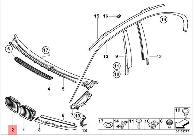 GENUINE BMW E46 Front Radiator Kidney Black Grille O/S OEM 51138208488 ...
