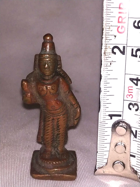ANTIQUE TRADITIONAL INDIAN Copper Statue Bhudevi Concert God Vishnu ...