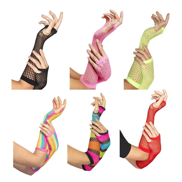 NEUF 1980S RÉSILLE Néon Coude Longueur Gant Rave Fête Hen Nuit ...