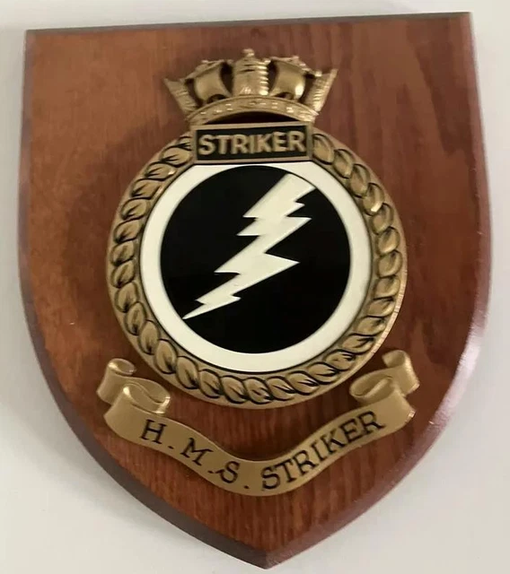 VINTAGE HMS STRIKER Ship Badge Crest Shield Plaque HMS Royal Navy £75. ...