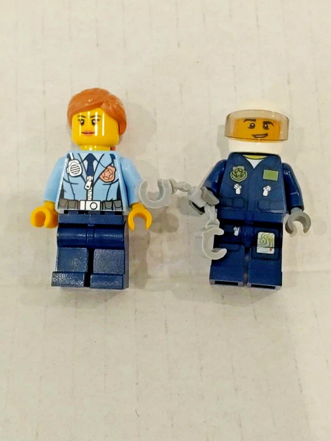 LEGO CITY POLICE Officer Minifigures, Male, Female, handcuffs, Mini ...