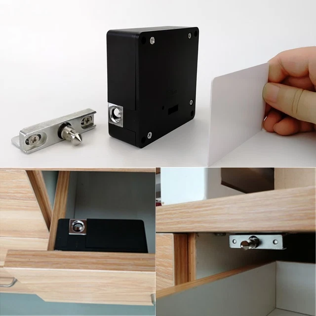 SENSOR HIDDEN DOOR Lock ID Card Cloner Drawer Lock Battery RFID Cabinet ...