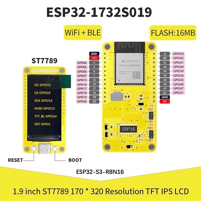 Carte De DÉveloppement Esp32 S3 Avec écran 1 9 Pouces 170x320 Module