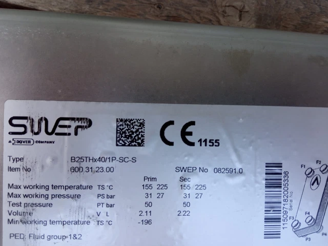 SWEP PLATTENWÄRMETAUSCHER WÄRMETAUSCHER L52 B12 H15 cm EUR 280,00 ...