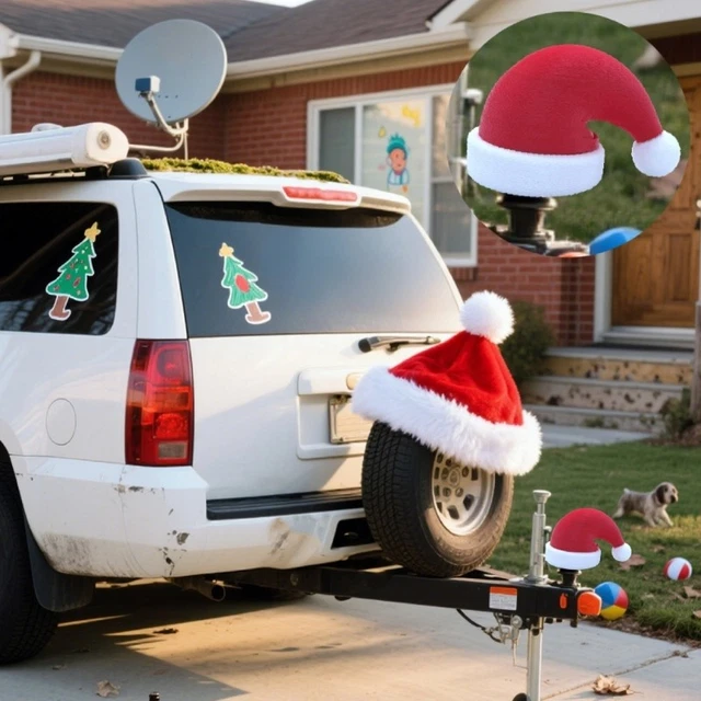 FESTIVAL CAR TRAILER Cap Cover Plastic Christmas Hat Vehicle Decoration ...