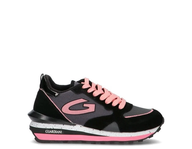SCARPE ALBERTO GUARDIANI Donna Sneakers Trendy NERO Pelle naturale ...