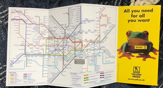 NOV 1999 LONDON Underground Pocket Map Tube Map Jubilee Line Frog ...