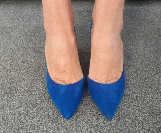 GEORGE LADIES BLUE Stiletto Faux Suede Court Shoes Size 5 Worn Twice ...