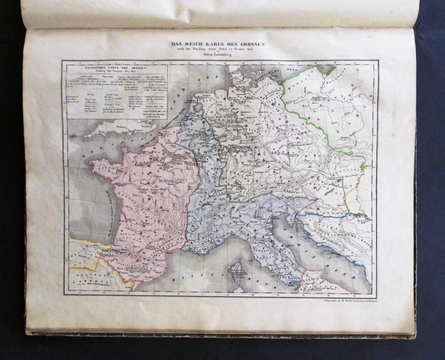 MAPPA ANTICA IMPERO Carlo Magno Verdun 843 Atlante storico-geografico ...