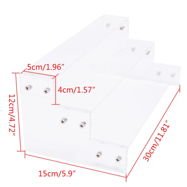 3-TIER CLEAR ACRYLIC Rack Perfume Makeup Ladder Display Stand Risers ...