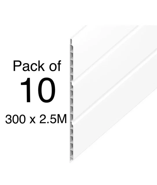 HOLLOW CLADDING SOFFIT Board White UPVC Ceiling Cladding - 300mm x 2.5 ...