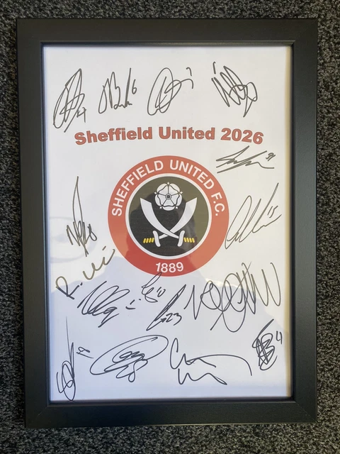SHEFFIELD UNITED FC Football Club 2026 Hand Signed Framed A4 Autographs ...