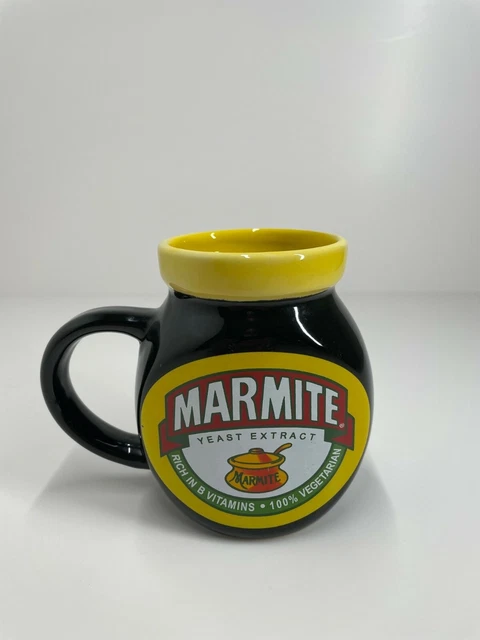 VINTAGE MARMITE COFFEE tea mug cup black with top yellow rim ...