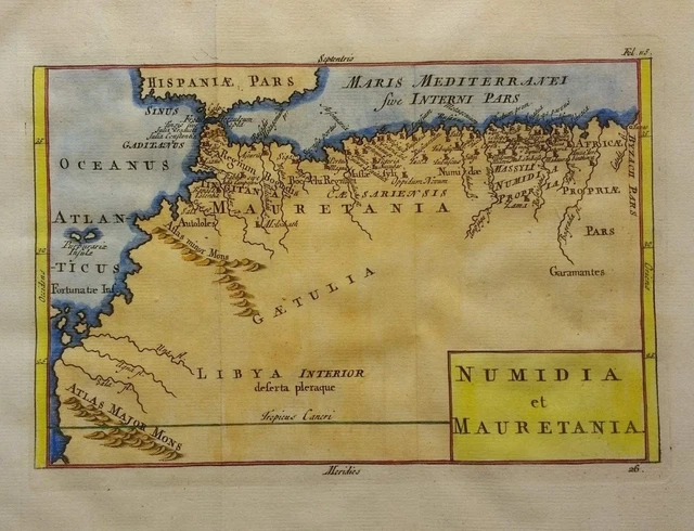 ANTICA MAPPA DI Numidia e Maurtania di Christoph Cellarius 1764 EUR 29 ...