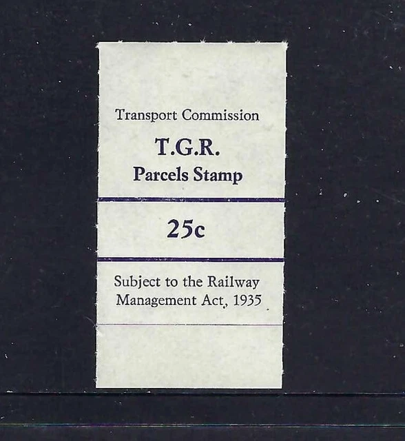TASMANIA 1966 25C Railway Parcel Stamp - Transport Commission $2.49 ...