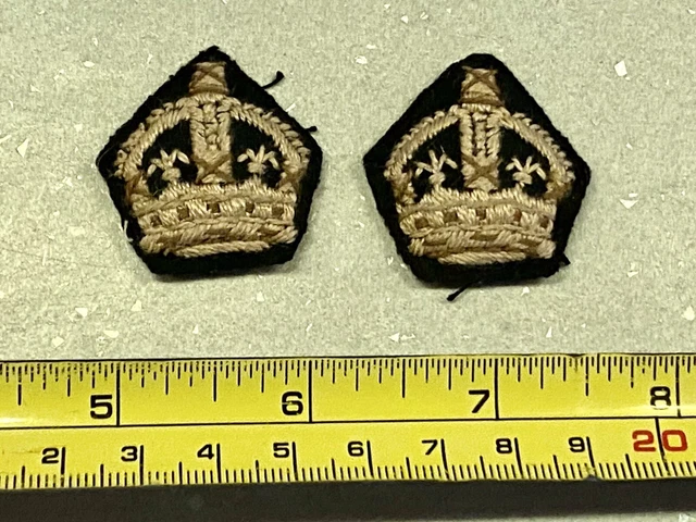 WW2 BRITISH ARMY Cloth Rank Insignia Crowns x2 Black Backing, REME £14. ...