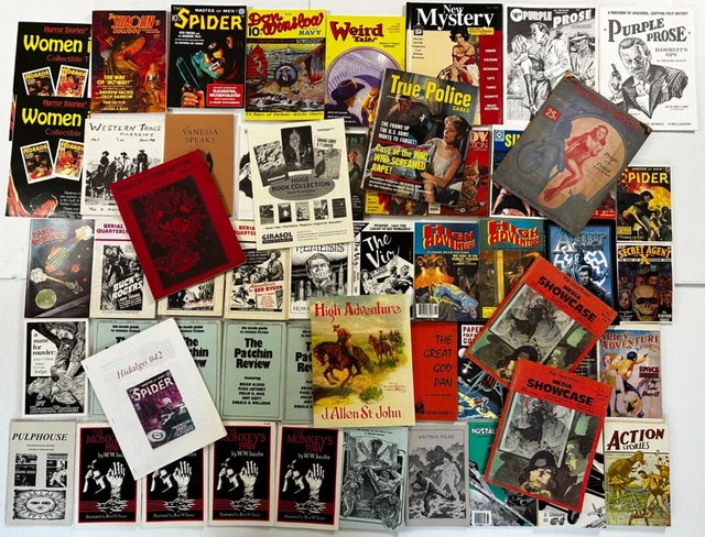 PULP MAGAZINE FANZINE Book Reprint Collection 56pc Lot Horror Sci Fi ...