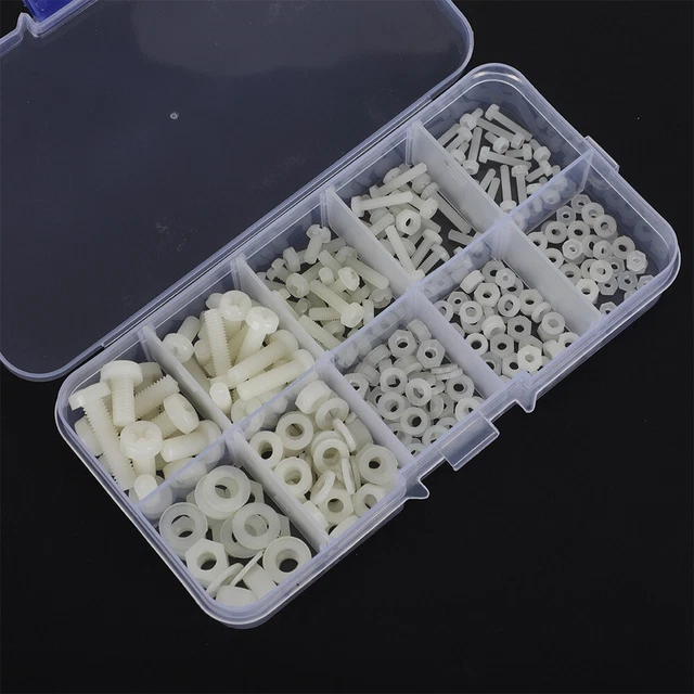 270PCS/BOX M2/M2.5/M3/M4/M5 NYLON Screw Nut Washer Kit Hardware ...