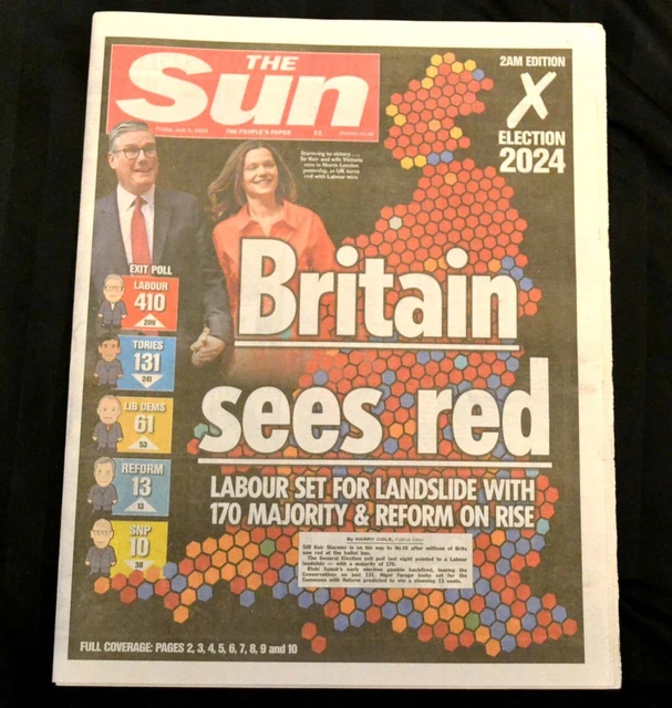 THE SUN UK Newspaper 05/07/24 July 5th 2024 Labour Win General Election ...