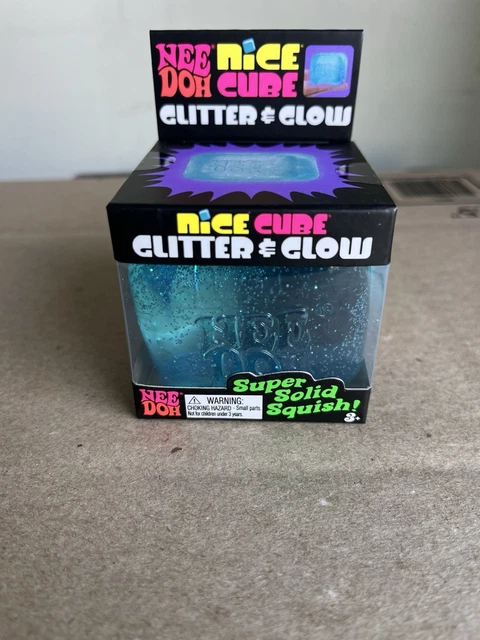 NEEDOH NICE CUBE Glitter and Glow Nee Doh Squishy Glowing Ice Schilling ...