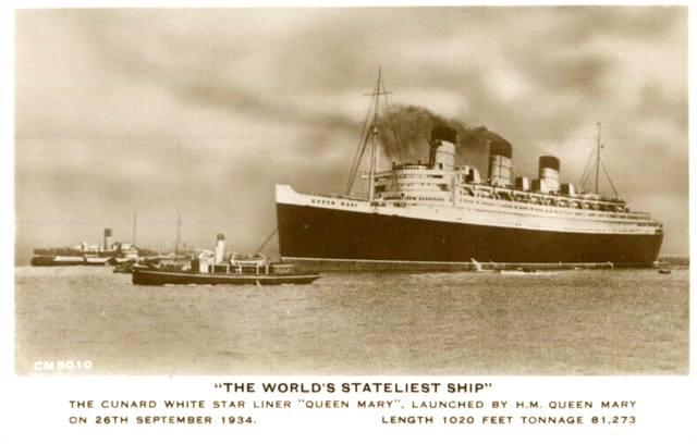 1950S POSTCARD CUNARD White Star Line passenger liner RMS QUEEN MARY ...
