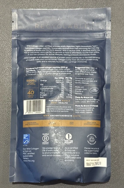 ANCIENT + BRAVE Wild Collagen 200g - Marine Collagen Powder (Fish)100% ...