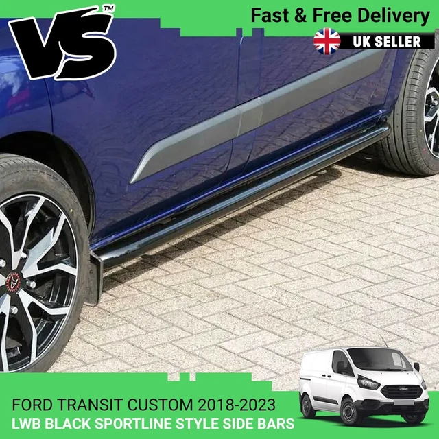 FITS FORD TRANSIT Custom 18-23 Black Sportline Side Bars Lwb Tourneo ...