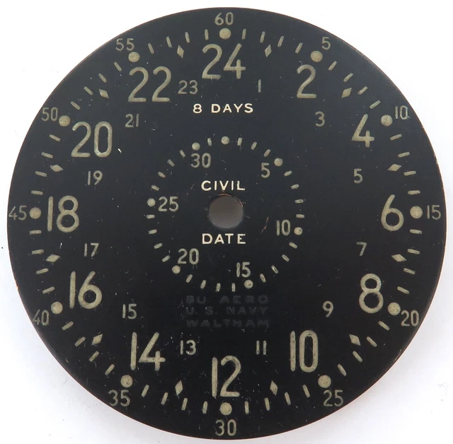 CWW2 WALTHAM BU Aero US Navy Civil Date Mechanical Aircraft Clock Huge ...