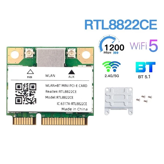 RTL8822CE 1200MBPS 2.4G/5GHZ 802.11AC WiFi Card PCIe Bluetooth 5.1 ...